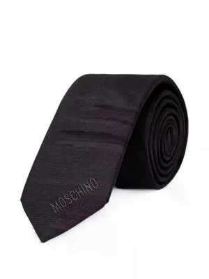Moschino Logo-embroidered Heart-motif Tie - Black