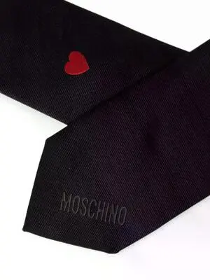 Moschino Logo-embroidered Heart-motif Tie