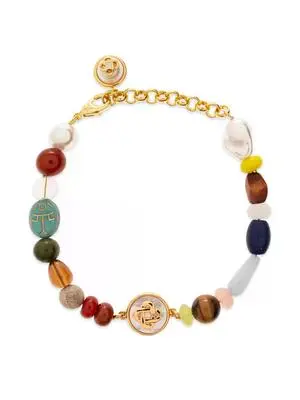 Casablanca Beaded Logo Plaque Bracelet - Gold