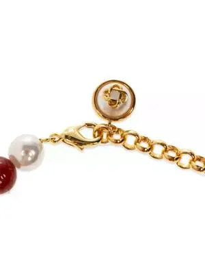 Casablanca Beaded Logo Plaque Bracelet - Gold