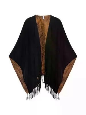 FERRAGAMO Fringed Double-sided Poncho - Black