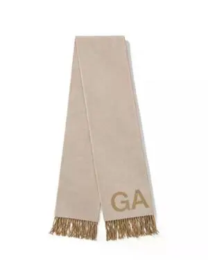 GANNI Ivory Fringed Scarf - Neutrals