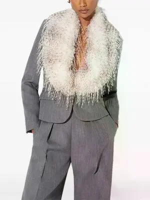 Elisabetta Franchi Wool Jacket With Fur-effect Collar