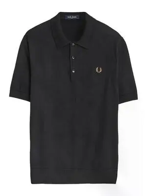 Fred Perry Knitted Polo Shirt - Black