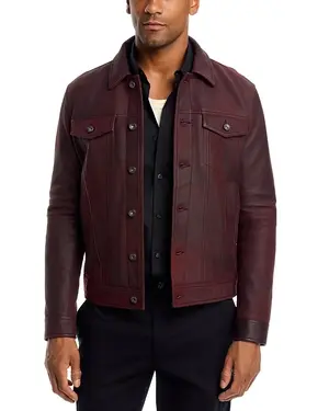 John Varvatos Andrew Leather Trucker Jacket