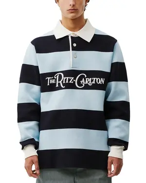 LATE CHECKOUT Ritz Carlton Stripe Cotton Rugby Polo Shirt