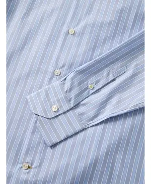 Robert Talbott Reynolds Multi Stripe Light Weight Poplin Shirt In Contemporary Fit - Blue