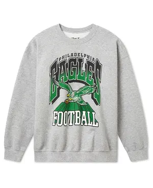 Junk Food Clothing Philadelphia Eagles All Pro Crew Fleece - Heather Grey
