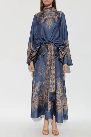 Zimmermann Silk Dress With Draping At The Waist