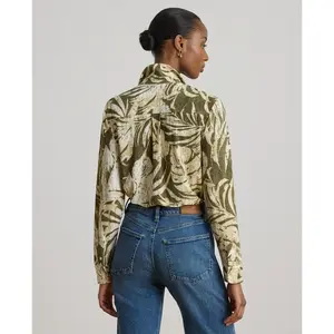 Ralph Lauren Palm-frond Print Stretch Jersey Button-up Shirt