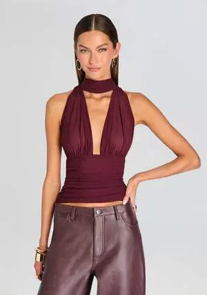 SEROYA Lori Mesh Top - Bordeaux