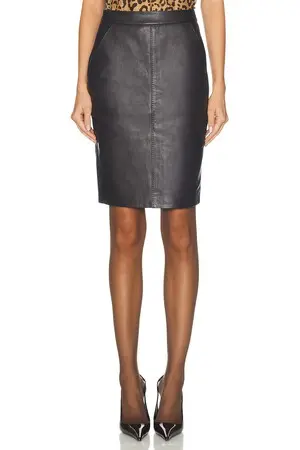 Ronny Kobo Dorian Leather Skirt - Chocolate