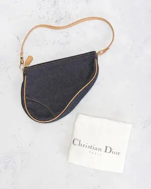 FWRD RENEW Dior Denim Pochette Saddle Bag