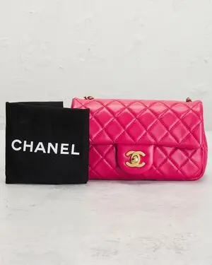 FWRD RENEW Chanel Lambskin Mini Pearl Crush Flap Bag - Pink
