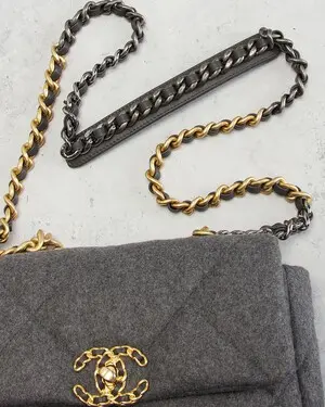 FWRD RENEW Chanel Wool Medium 19 Flap Bag - Grey