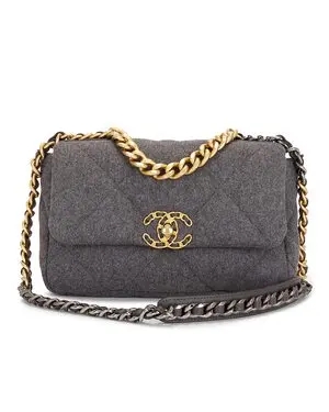 FWRD RENEW Chanel Wool Medium 19 Flap Bag