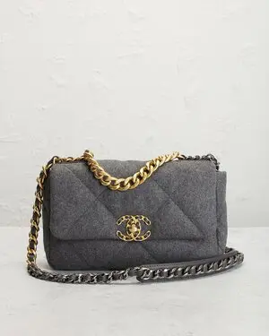 FWRD RENEW Chanel Wool Medium 19 Flap Bag