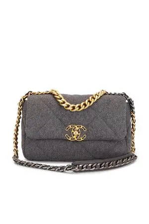 Chanel Wool Medium 19 Flap Bag - Grey