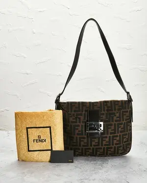 FWRD RENEW Fendi Zucca Canvas Shoulder Bag - Brown