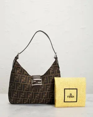 FWRD RENEW Fendi Zucca Canvas Shoulder Bag - Brown