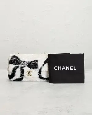 FWRD RENEW Chanel Sequin Ribbon Mini Rectangular Flap Bag - White