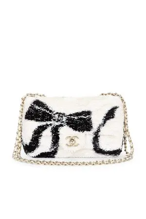 Chanel Sequin Ribbon Mini Bag - White