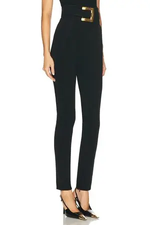 Balmain High Waist Belted Compact Jersey Pants