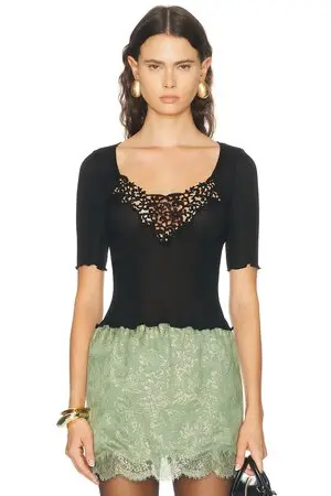Saint Laurent Lacy Short Sleeve Top