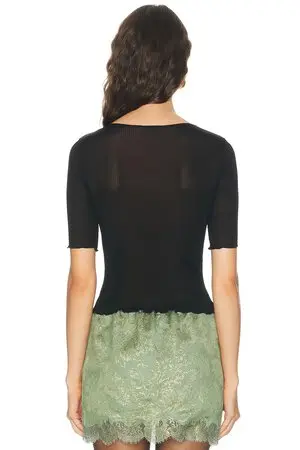 Saint Laurent Lacy Short Sleeve Top