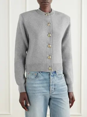 Balmain Merino Wool And Cashmere-blend Cardigan - Gray