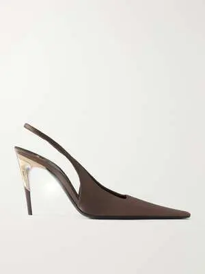 Saint Laurent Goya 95 Crepe Slingback Pumps - Brown