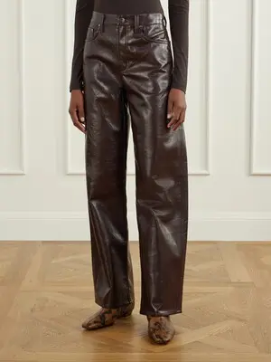 AGOLDE Recycled Leather-blend Pants - Brown
