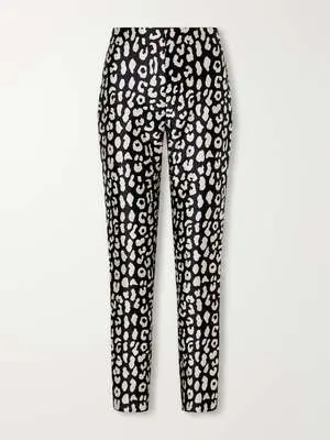 Carolina Herrera Leopard-patterned Jacquard Slim-leg Pants