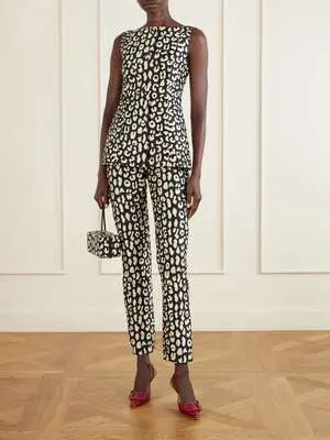 Carolina Herrera Leopard-patterned Jacquard Slim-leg Pants