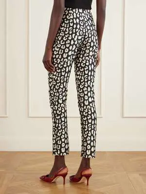 Carolina Herrera Leopard-patterned Jacquard Slim-leg Pants