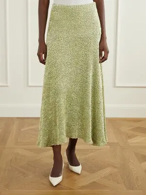 LIBEROWE Ingrid Lurex Chenille Midi Skirt - Green