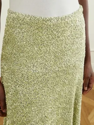 LIBEROWE Ingrid Lurex Chenille Midi Skirt - Green