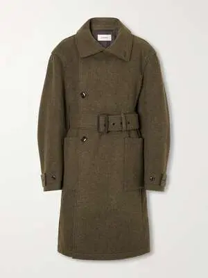 LEMAIRE Belted Alpaca Wool And Wool-blend Felt Coat - Brown