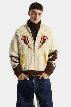 Dsquared2 Snowy Dream Zipped Knit Kaban
