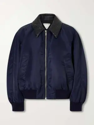Bottega Veneta Intrecciato Leather-trimmed Satin Jacket