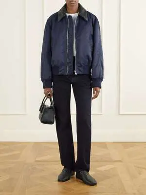 Bottega Veneta Intrecciato Leather-trimmed Satin Jacket