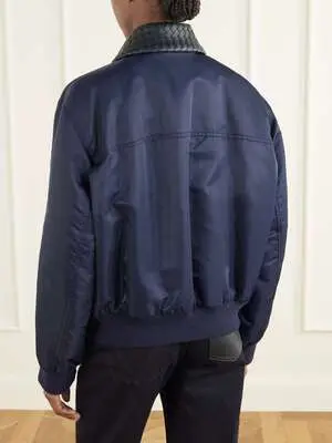 Bottega Veneta Intrecciato Leather-trimmed Satin Jacket