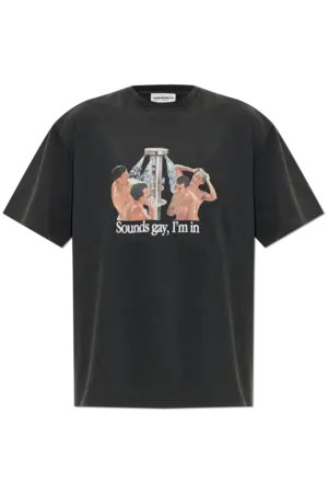 CARNE BOLLENTE T-shirt With A Colorful Print - Black