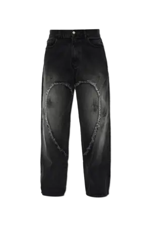 CARNE BOLLENTE Vintage Effect Jeans With Distressed Heart Detail