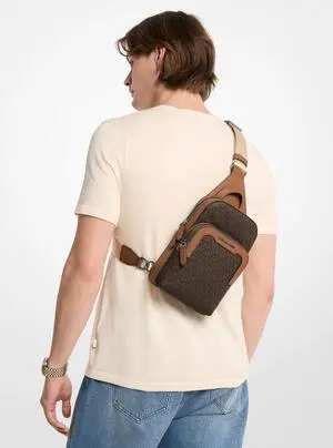 Michael Kors Hudson Medium Signature Logo Sling Bag - Brown