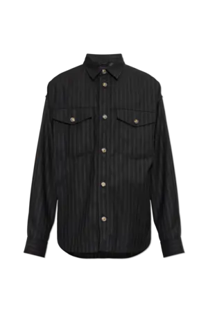Versace Wool Shirt With Pockets - Black