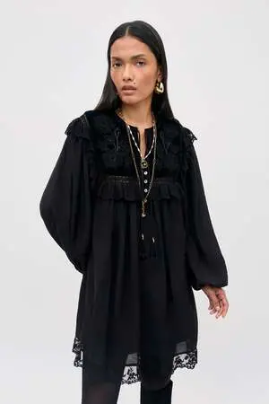 Rixo Inez Lilly Embroidery Regular - Black
