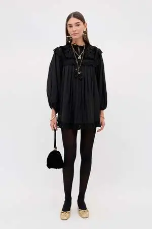 Rixo Inez Lilly Embroidery Shirt - Black