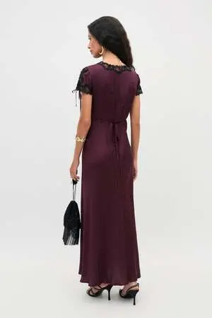 Rixo Fern Floral Jacquard Wine Dress