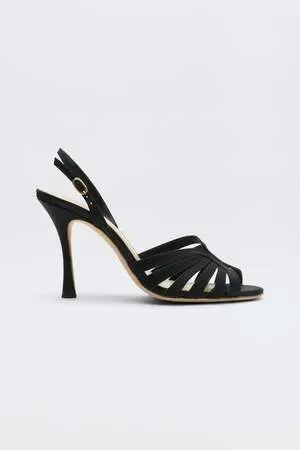 Rixo Mavi Satin Slingback Heels